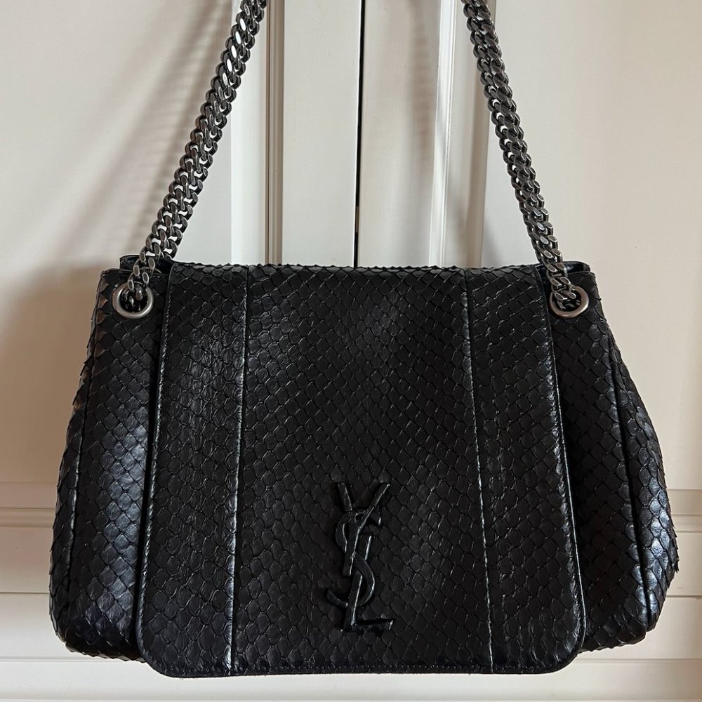 Rare Yves Saint Laurent Black Python Handbag - Gem